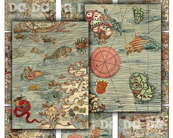 Ancient nautical map | Etsy