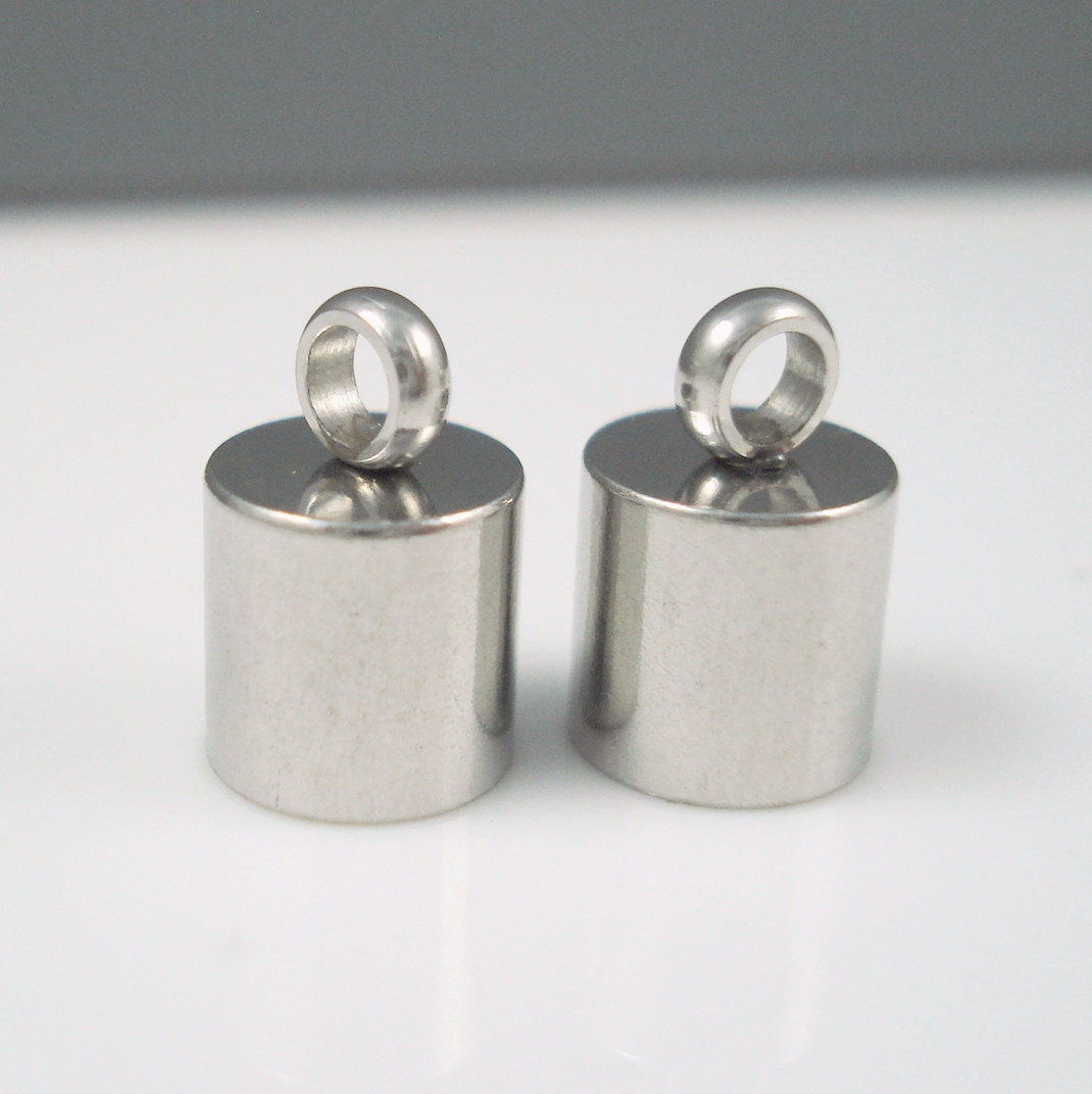 6MM Stainless Steel End Cap TWO Pieces Cap for Leather or