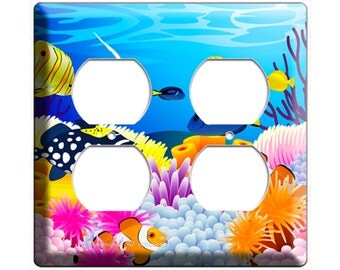 Tropical sea exotic coral riff aquarium Four hole outlet double light ...