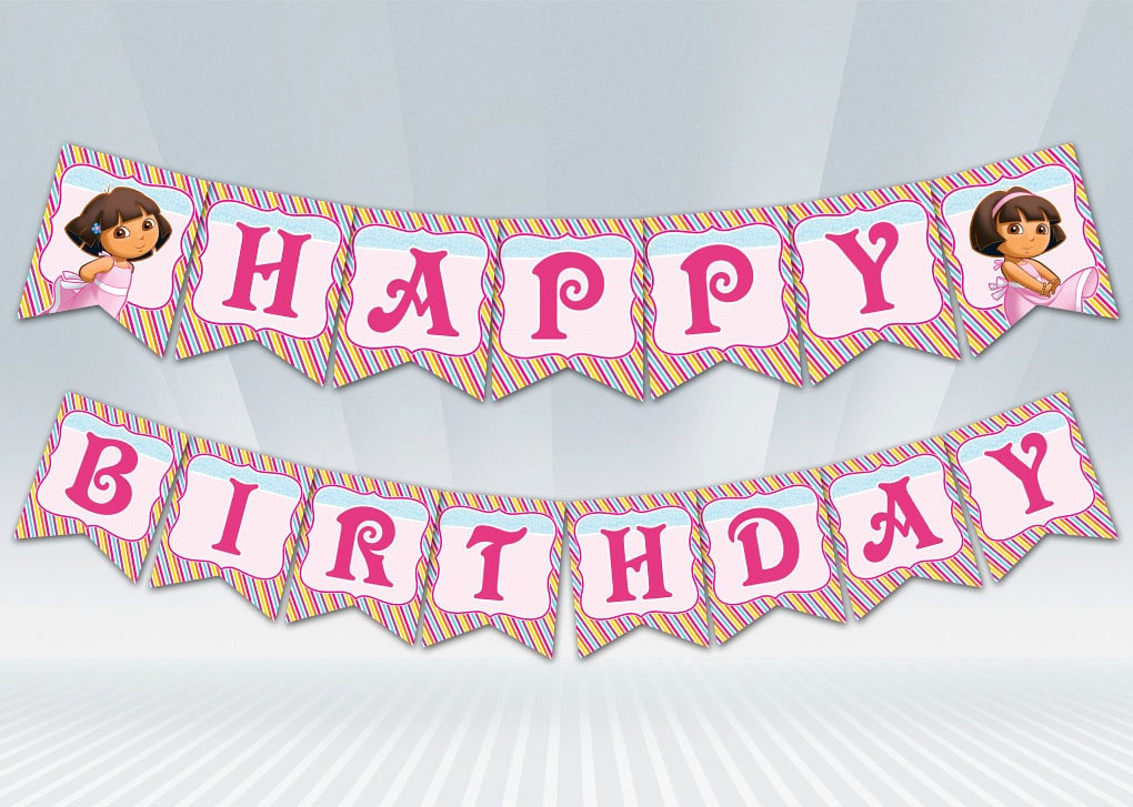 Dora Princess Birthday Banner