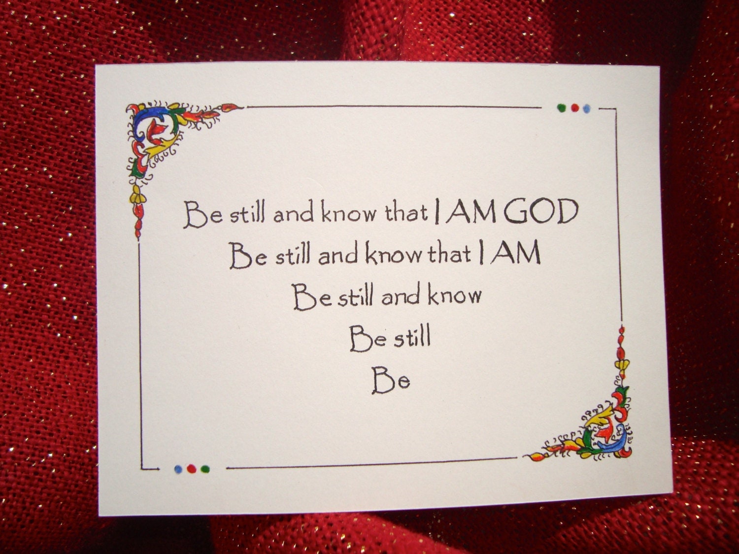 Be still and know that I AM GOD Prayer / Scripture Card