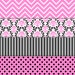 Pink and Black Digital Paper Chevron Damask by DigitalDollface
