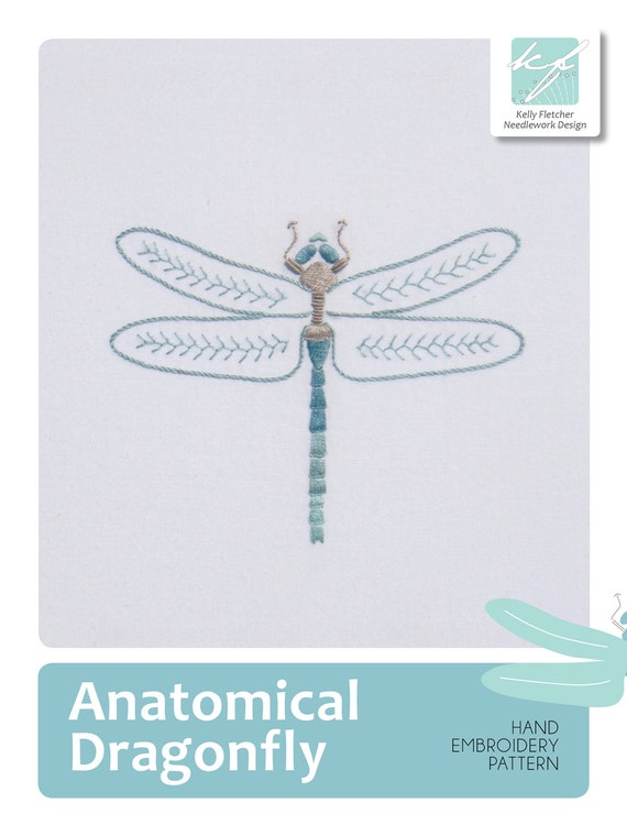 Anatomical Dragonfly modern hand embroidery pattern modern
