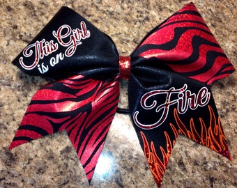 Popular items for fire cheer bow on Etsy