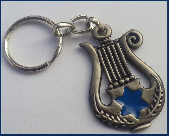 Kinnor David keychain Harp / lyre Jewish bible by israeldirect