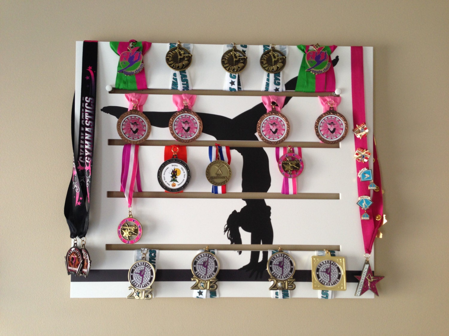 Girls Gymnastics Medals Display Beam