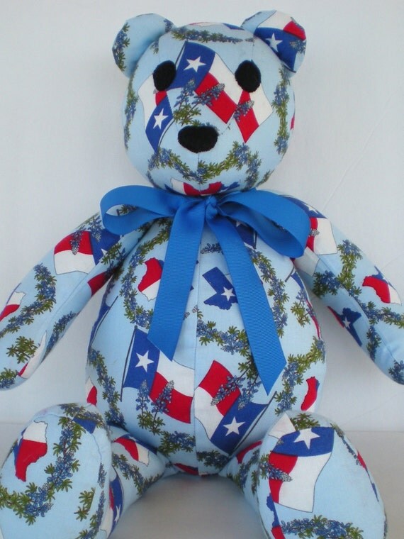 Texas Flag & Bluebonnets Teddy Bear by theyellowroses on Etsy