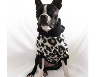Dog Hoodie | Cheetah Print Fleece | Boston Terrier, French Bulldog, Pug
