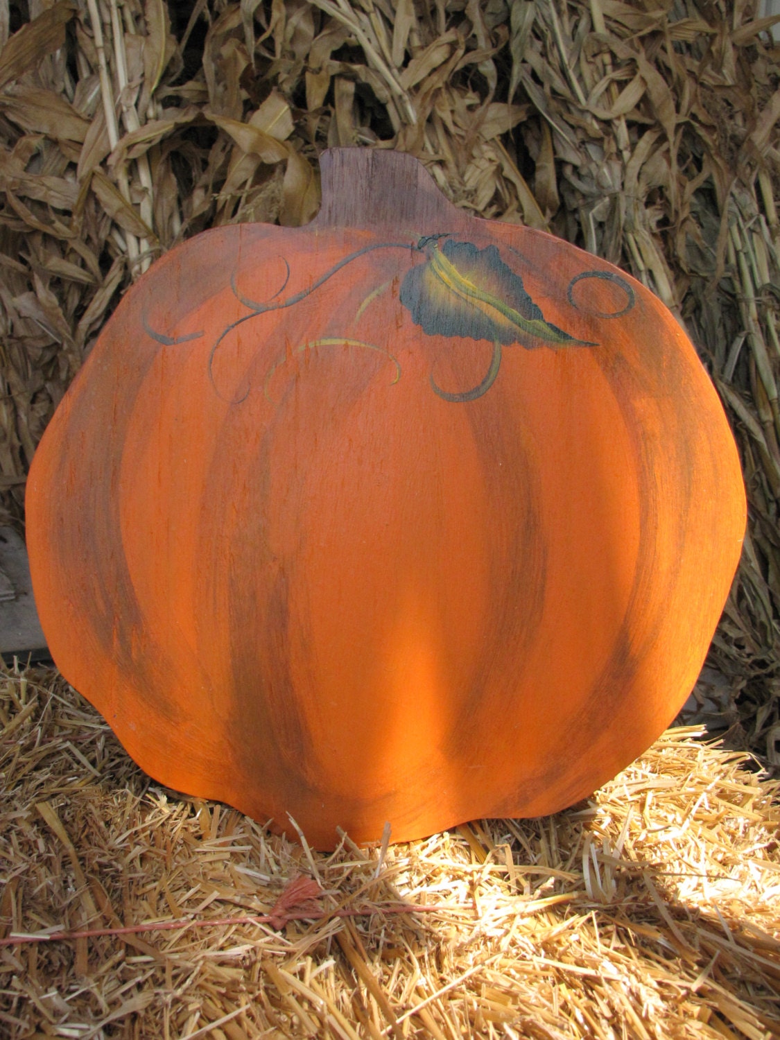 Large Round Wooden Pumpkin