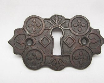 Ornate Very Fancy Keyhole Escutcheon Brass Metal Plate Architectual Key ...