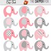 Blue and Grey Elephant Clip Art INSTANT DOWNLOAD Baby boy