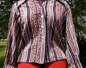 70s big collar shirt | Etsy
