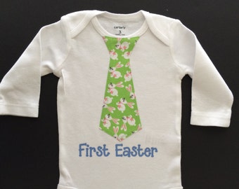Custom Personalized Easter baby outfit Chevron Easter Bunny