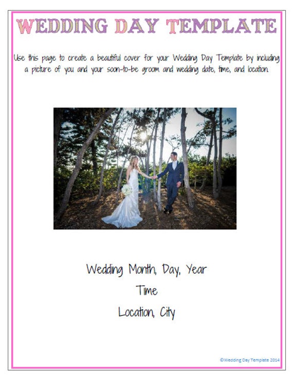 Printable/Editable Wedding Day Template Detailed Version