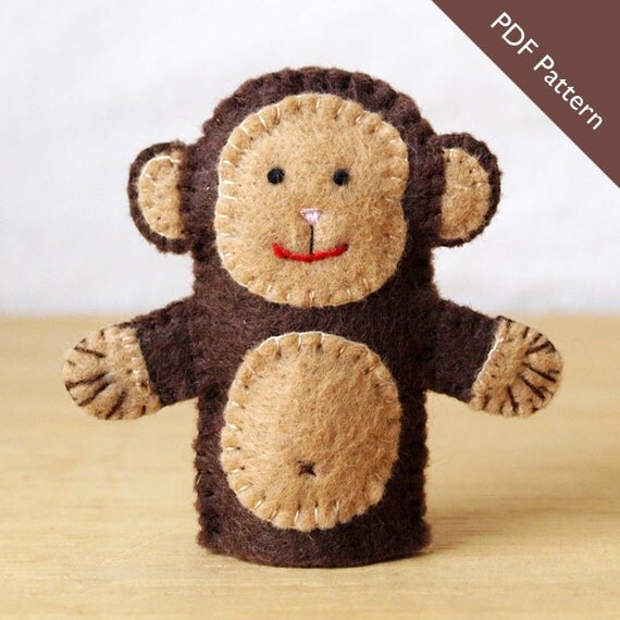 Pattern felt finger puppet pattern monkey by KendrickStorytime