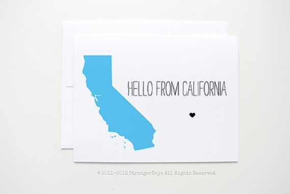 State Card Hello from California Greeting Card.