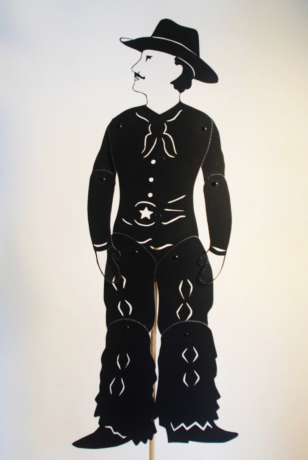 Cowboy Shadow Puppet Hand Cut by TheTravellingShadows on Etsy