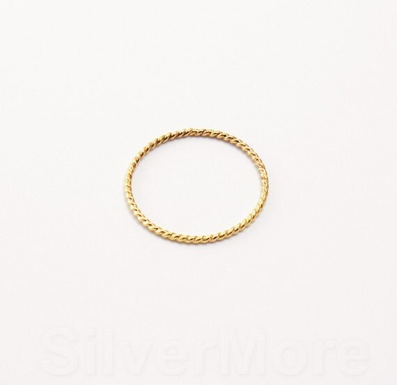 Thin and Dainty Yellow 14k Gold Filled Rope Stacking ring 18