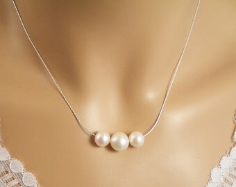 Popular items for 3 pearl necklace on Etsy