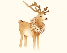 Popular items for reindeer painting on Etsy