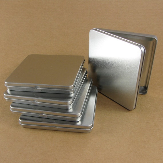 Items similar to 2 oz. Square Silver Metal Hinged Boxes / Set of 6 ...