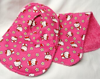 Baby Girl Bib and Burp Cloth Baby Shower Gift by beyondquilts