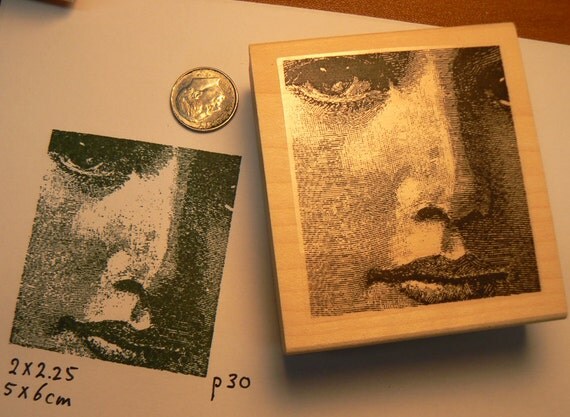 Woman's face rubber stamp P30