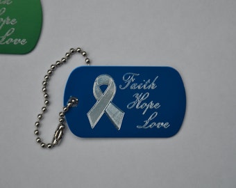 Engraved Awareness Ribbon Key Chain/Necklace/ID Tag - 12 Colors - Relay ...