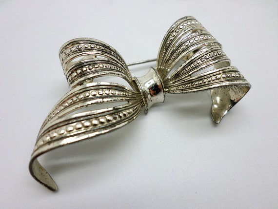 Vintage Sterling Silver Forstner Bow Pin Brooch
