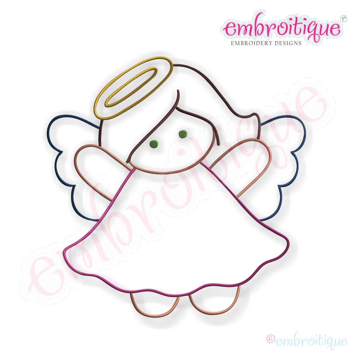 Simple Christmas Angel Embroidery Design Small Instant