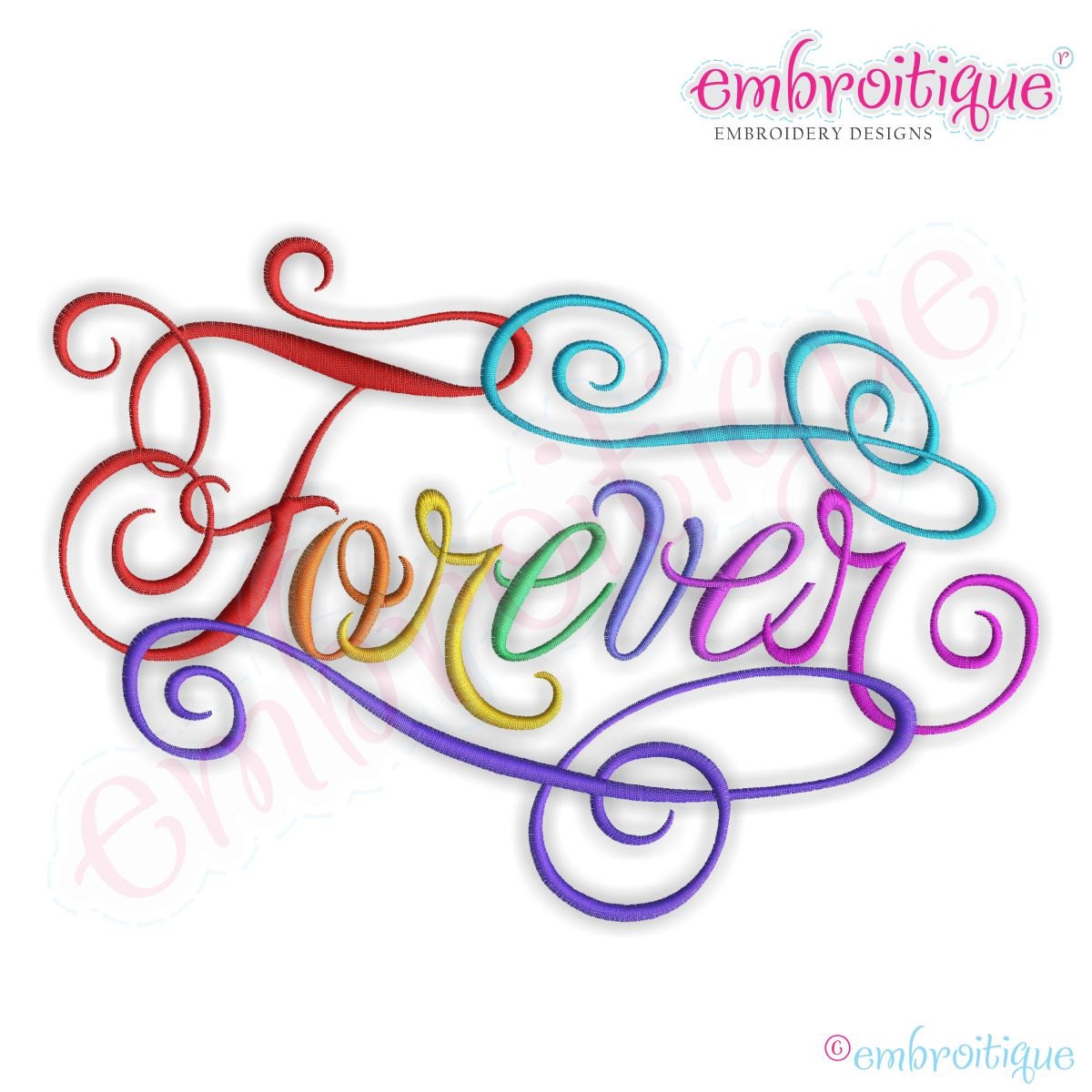 Forever Calligraphy Script Embroidery Design Small Instant