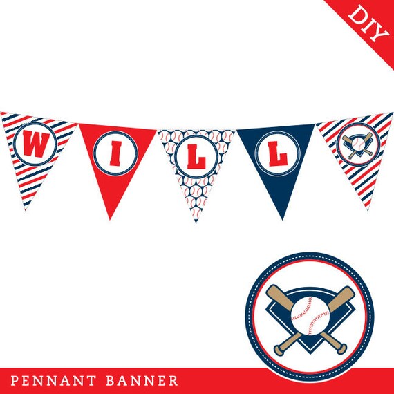 Baseball Party Personalized DIY printable banner by Chickabug