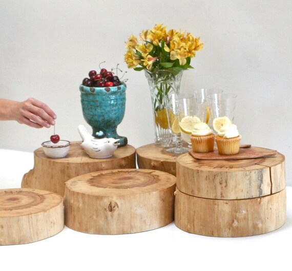 Items similar to Tree Slice Cake Stand Pedestal Appetizer Dessert Cup ...