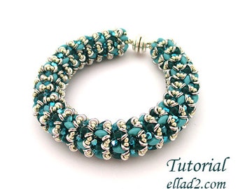 Tutorial Capri Blue Bracelet Beading pattern PDF by Ellad2
