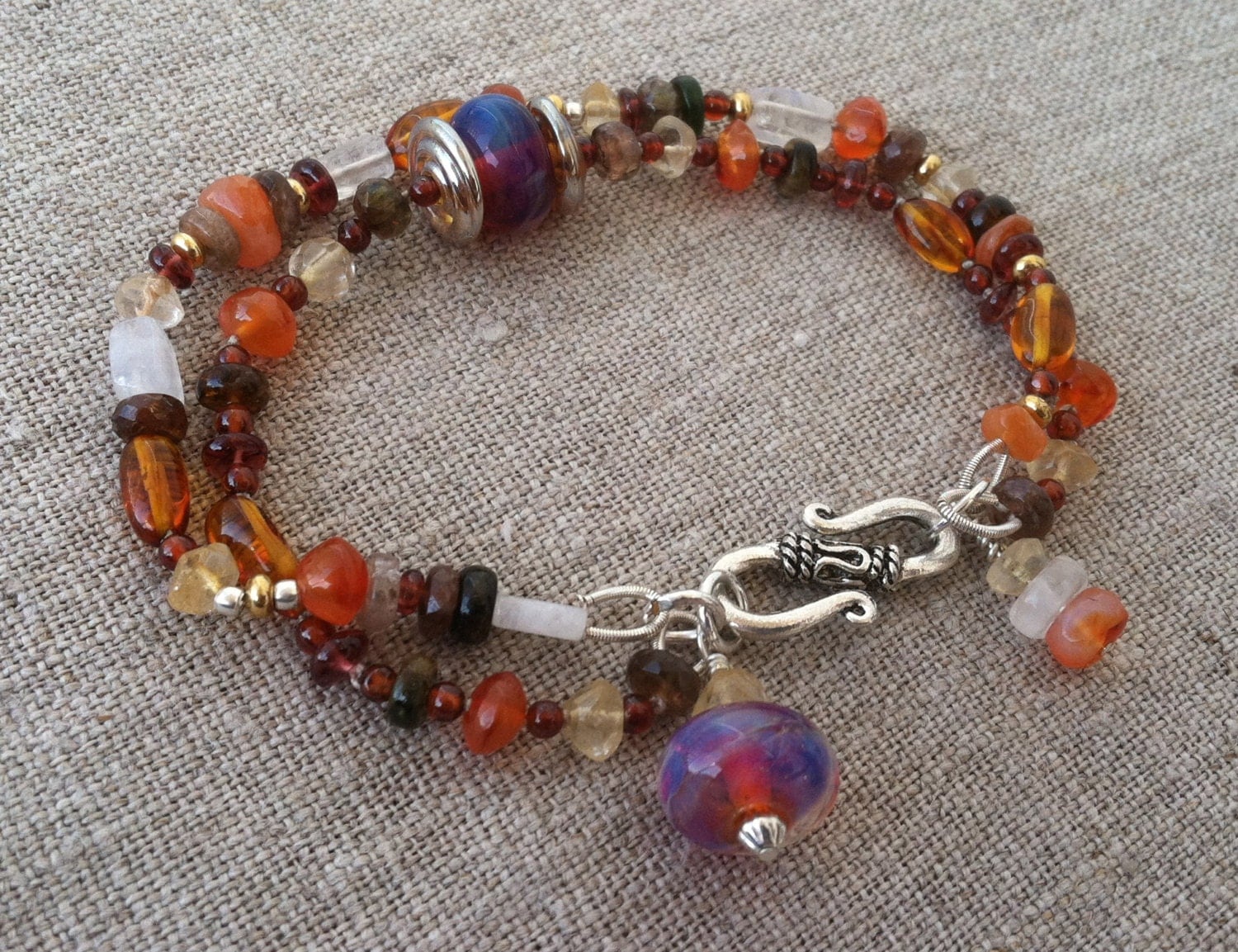 Boro Bead Bracelet Borosilicate Glass Baltic Amber
