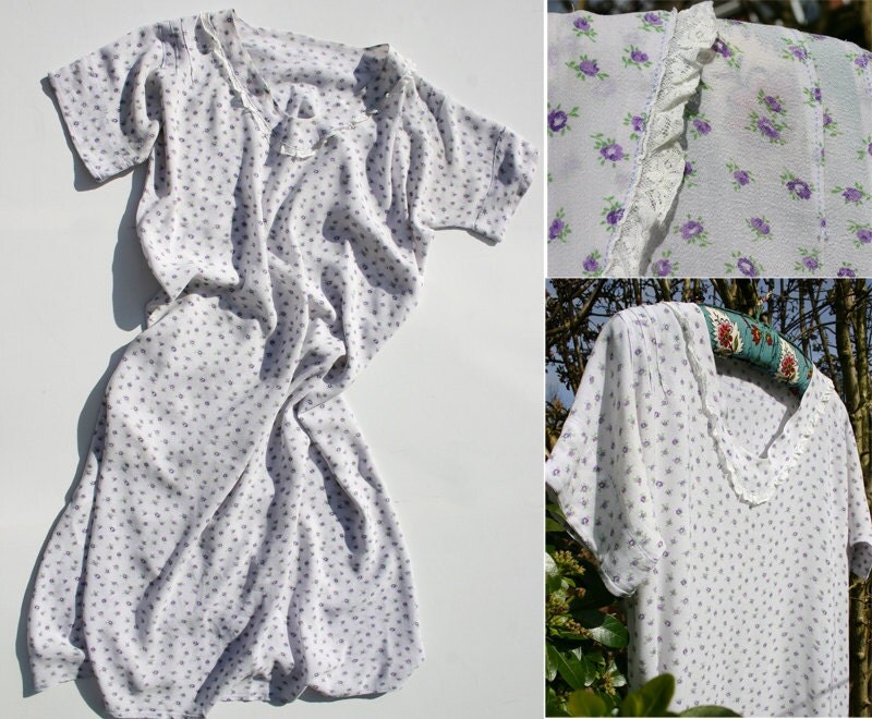 Pretty Dress or Nightgown from Vintage 1930s fabric Sprigged Floral ...