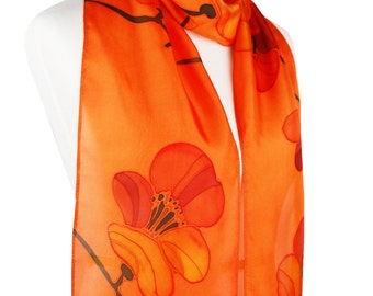 Popular items for orange silk scarf on Etsy