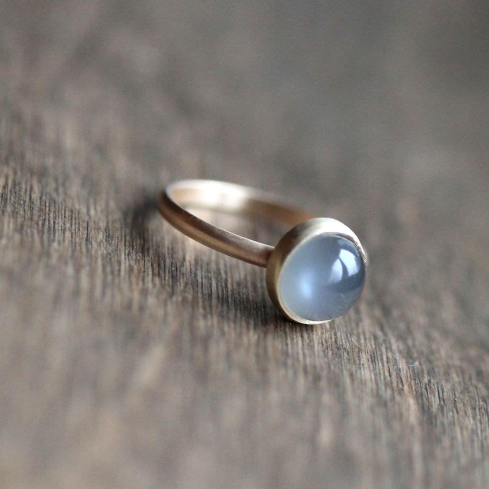 Grey Moonstone Ring Platinum Gray Moonstone and Recycled 14k