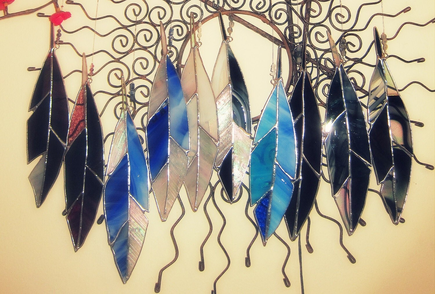 Reserved Order for Jess Red Tailed Hawk feather Stained Glass