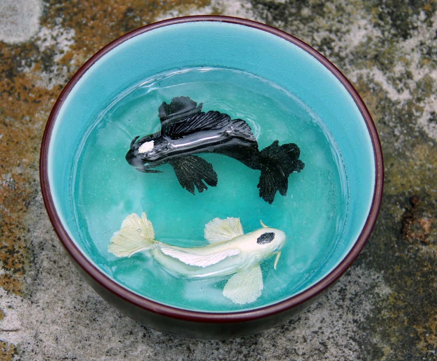 Avatar Koi Fish Moon and Ocean Spirit Sculpture