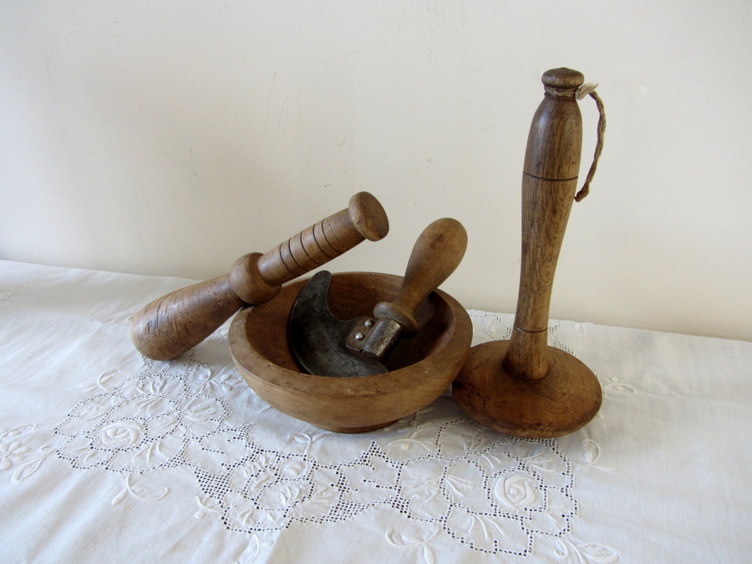 Rare Vintage French Wooden Kitchen Tools