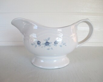 Gravy Boat ~ Vintage Pfaltzgraff Pottery Pitcher, Blue Roses 'Poetry ...