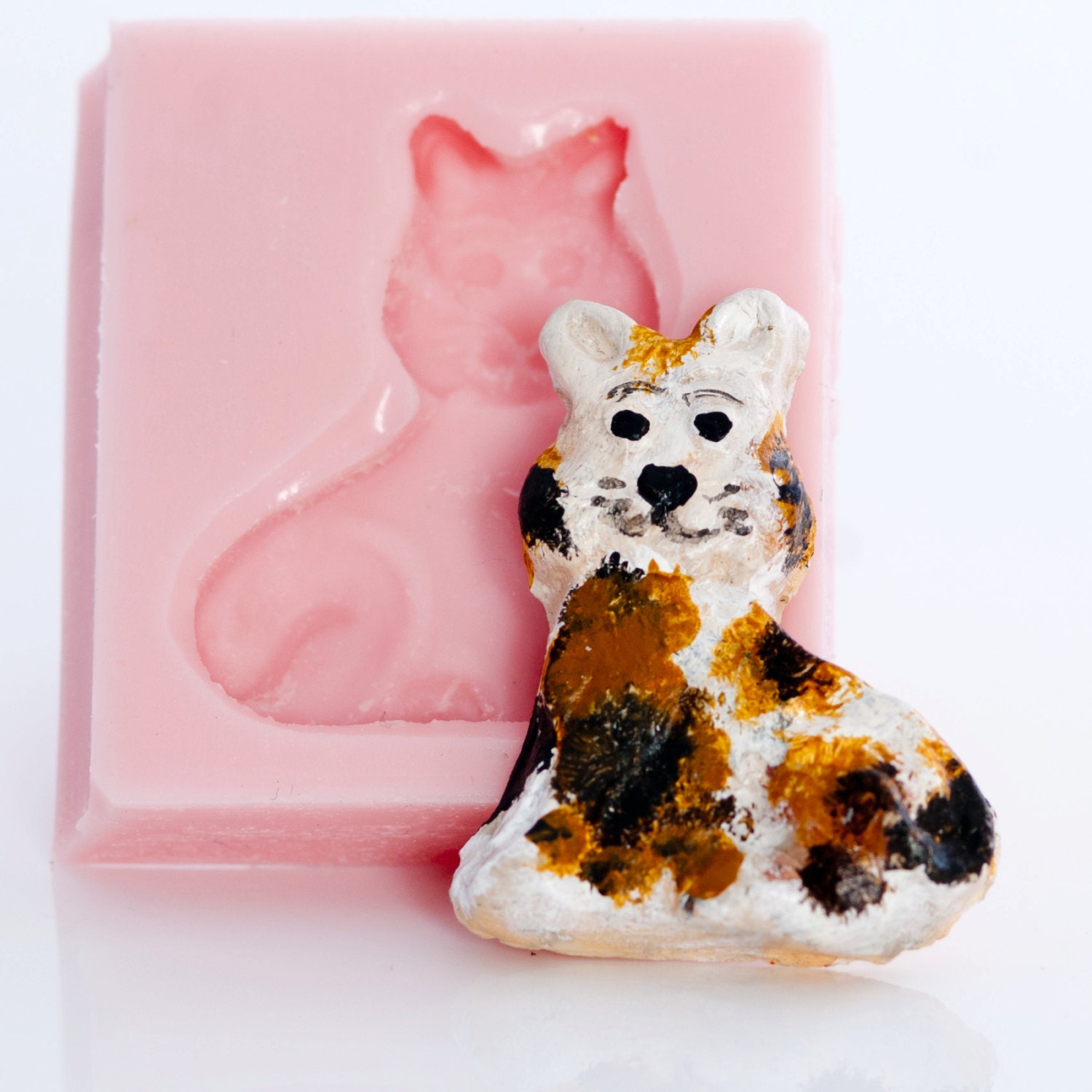 Kitten fondant mold Cat flexible silicone mold by MoldMeShapeMe