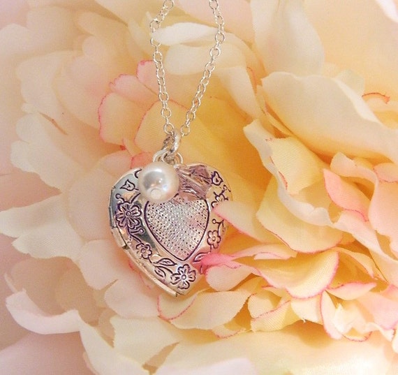 Little Girls Heart Locket Flower Girl Necklace Flower Girl