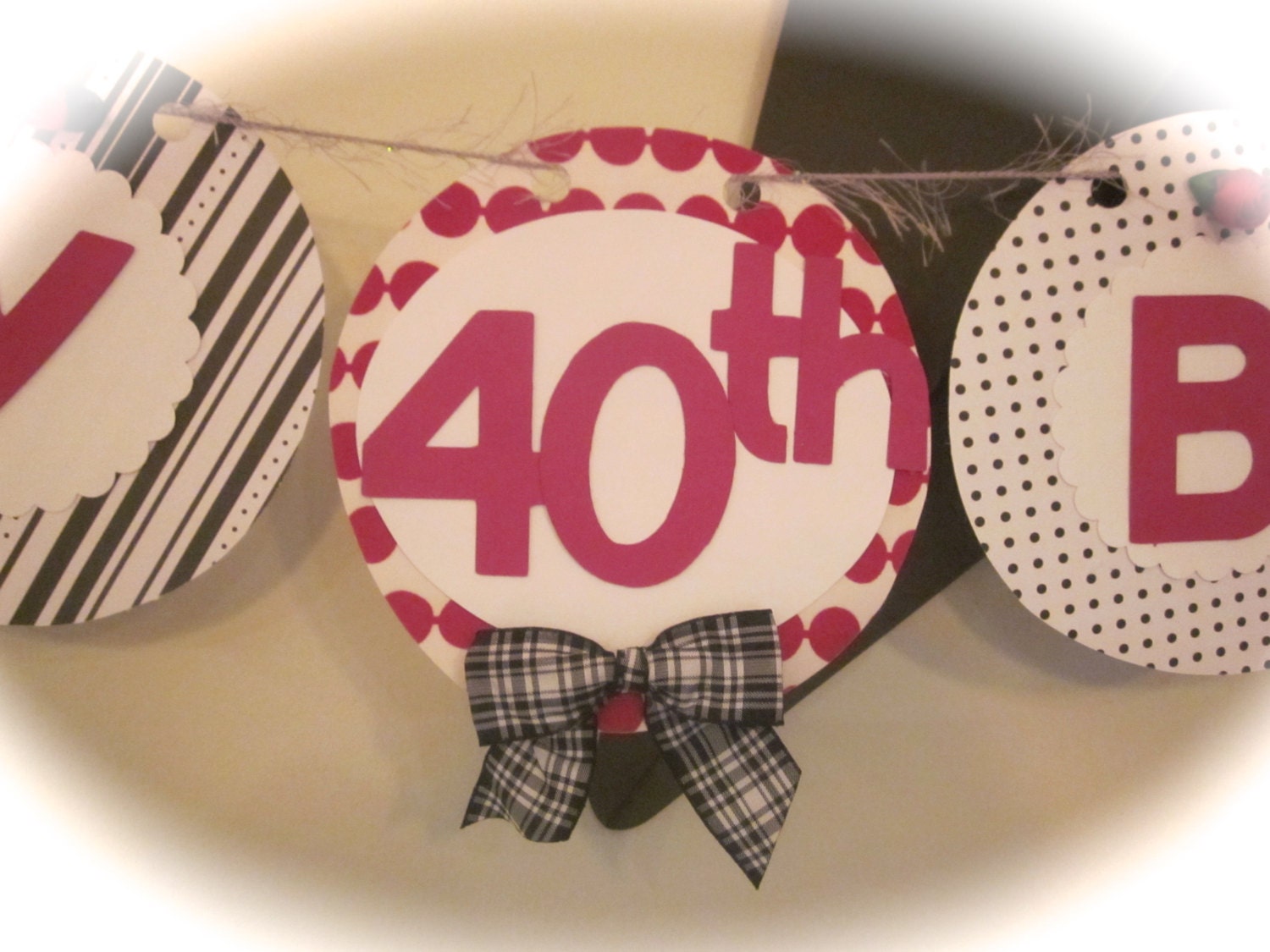 Happy 40th Birthday Banner birthday party sign decorations red