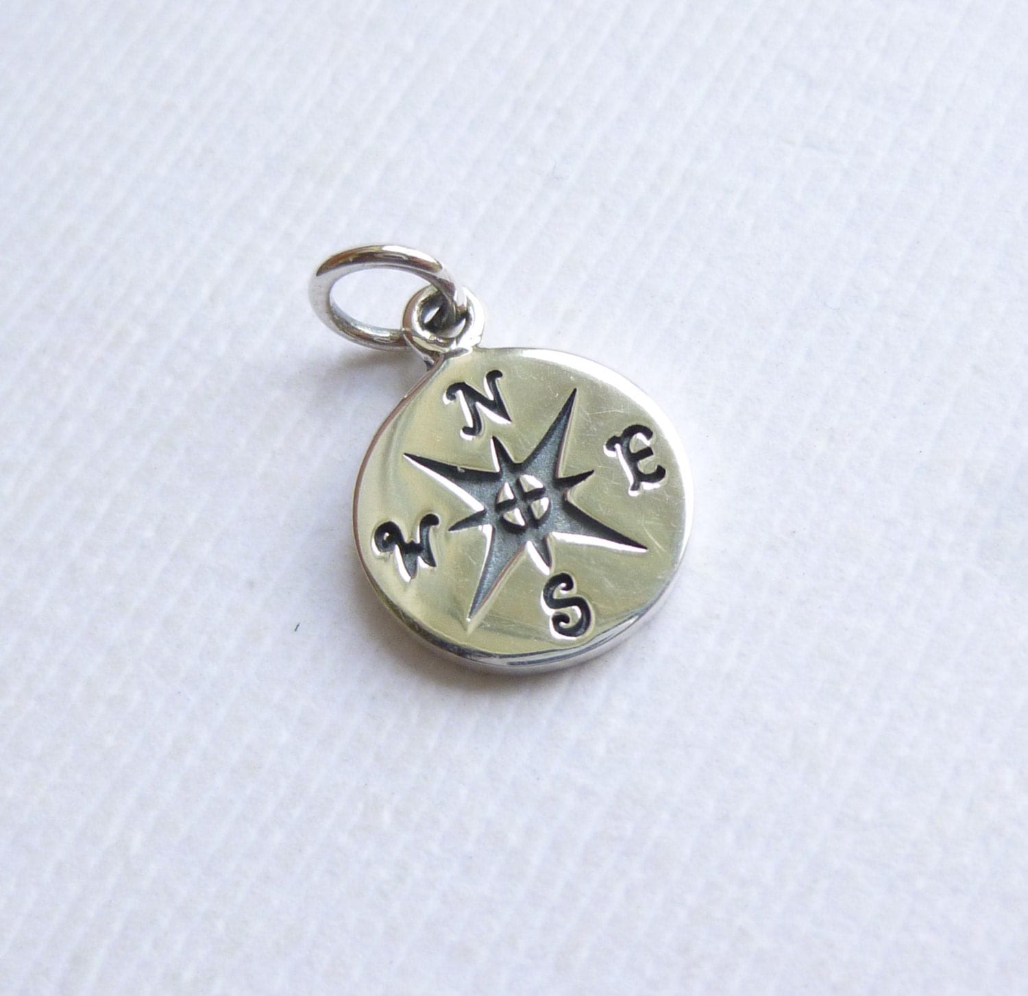 Sterling Silver Compass Charm 1 Piece Silver Nautical