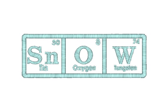 Snow Periodic Table of Elements Machine Embroidery Design Snow Periodic Table of Elements Machine Embroidery Design