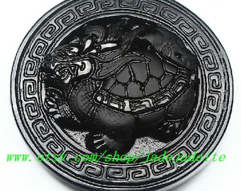 Hand carved natural obsidian dragon turtle charm good luck pendants