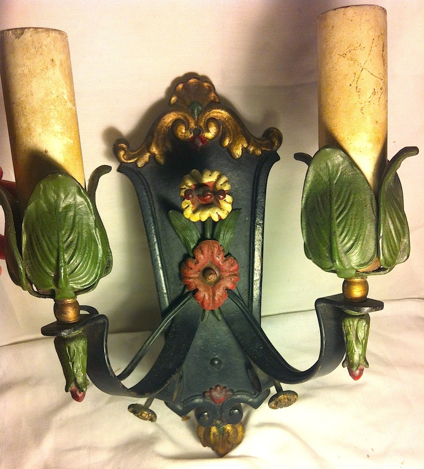 Antique Cast Iron Light Fixture Wall Mount by MaestroVintage Antique Cast Iron Light Fixture Wall Mount by MaestroVintage