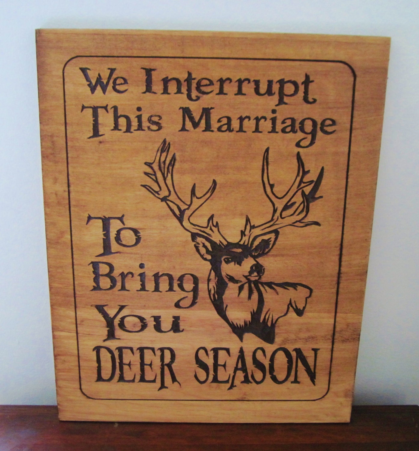 Rustic Wood Carved Deer Hunting Season Sign Great For The